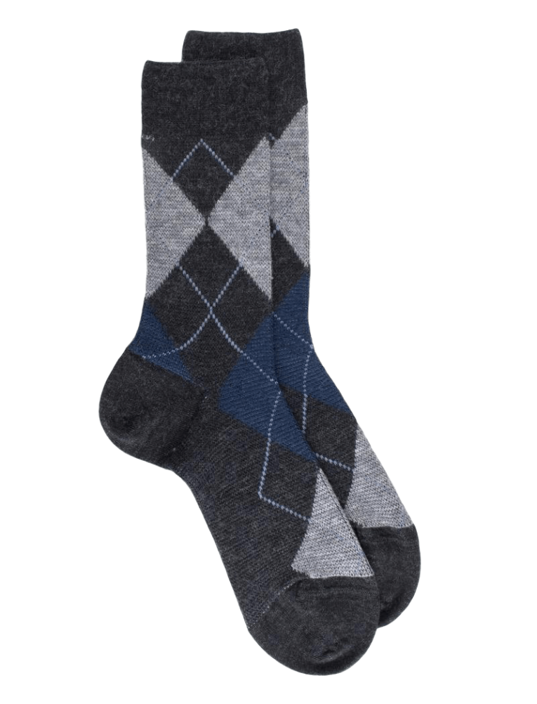 Men's merino wool argyle pattern socks - Grey | Doré Doré